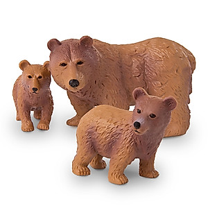 Terra by Battat – 4 Pcs Brown Bear Family Set – Realistic Plastic Animal Figurines – Zoo Animal Toys for Kids and Toddlers 3+
