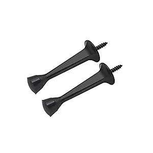 QCAA Rubber Tip Heavy Duty Solid Rigid Door Stop, 3", Zinc Die Cast, Matte Black, 2 Pack