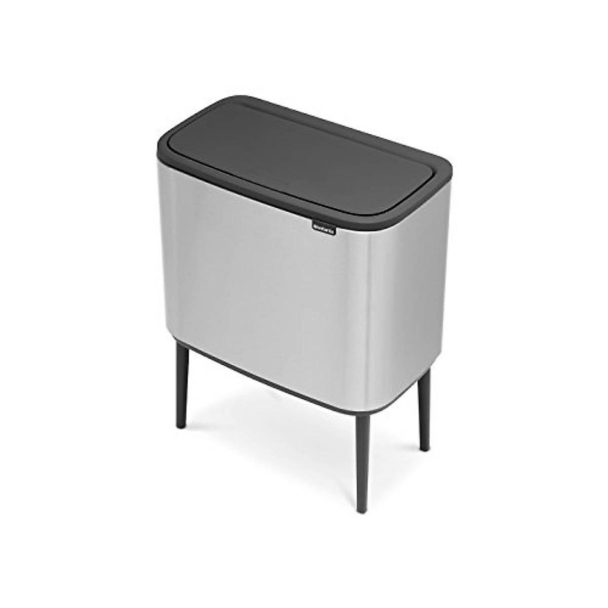 Brabantia 316227 Bo Touch Trash Can, with 2 Inner Buckets, 3 + 6 gallon/11 + 23 Litre Bo Trash Can, Matt Steel Fingerprint Proof, Box Touch Bin, with 2 Inner Buckets, 11 + 23 Litre