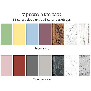 Exzycke 7PCS 14Patterns Photography Background Paper with Stand, 34x23in Double-Sided Photo Tabletop Backdrops Props for Food Jewelry Cosmetics Makeup (Green Pink Yellow Blue)