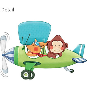 DECOWALL DS-8026 Animal Airplanes Kids Wall Stickers Wall Decals Peel and Stick Removable Wall Stickers for Kids Nursery Bedroom Living Room (Small) d?cor