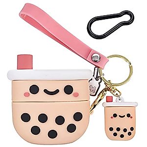 Cute AirPod Pro 2 Case with Boba Keychain Girly Pink Milk Tea Design Compatible with AirPods Pro 2nd Generation 2022 Case for Women and Girls