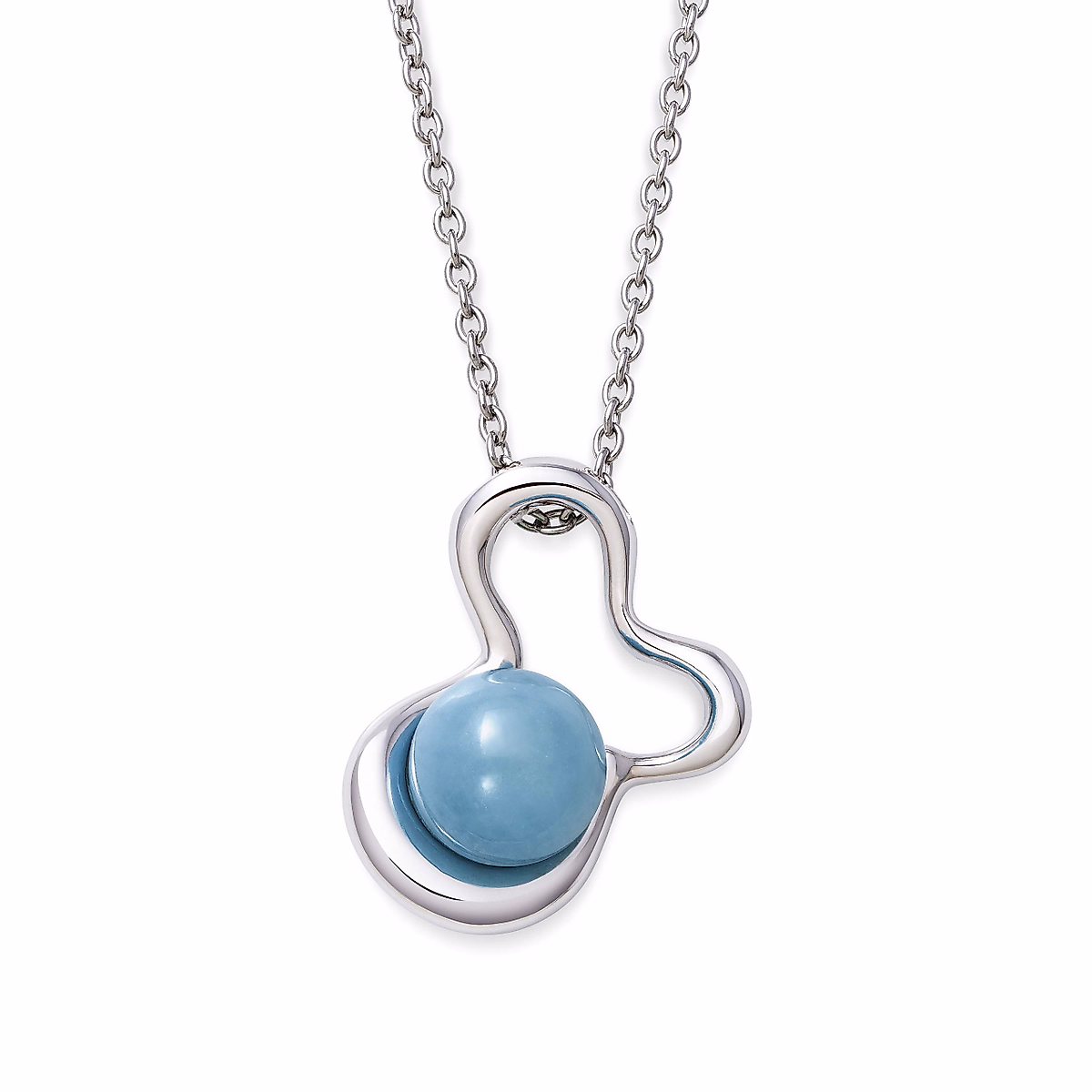 Belacqua Sterling Silver Natural Aquamarine Necklace Pendant, 18"