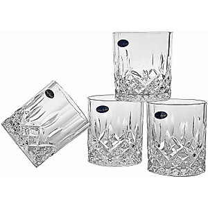 Amlong Crystal Lead-Free Double Old Fashioned Crystal Whiskey Glass - Classic Stylish Design – Perfect for Scotch, Bourbon, Cognac and Cocktail Glasses, 9 oz., Set of 4 With Gift Box