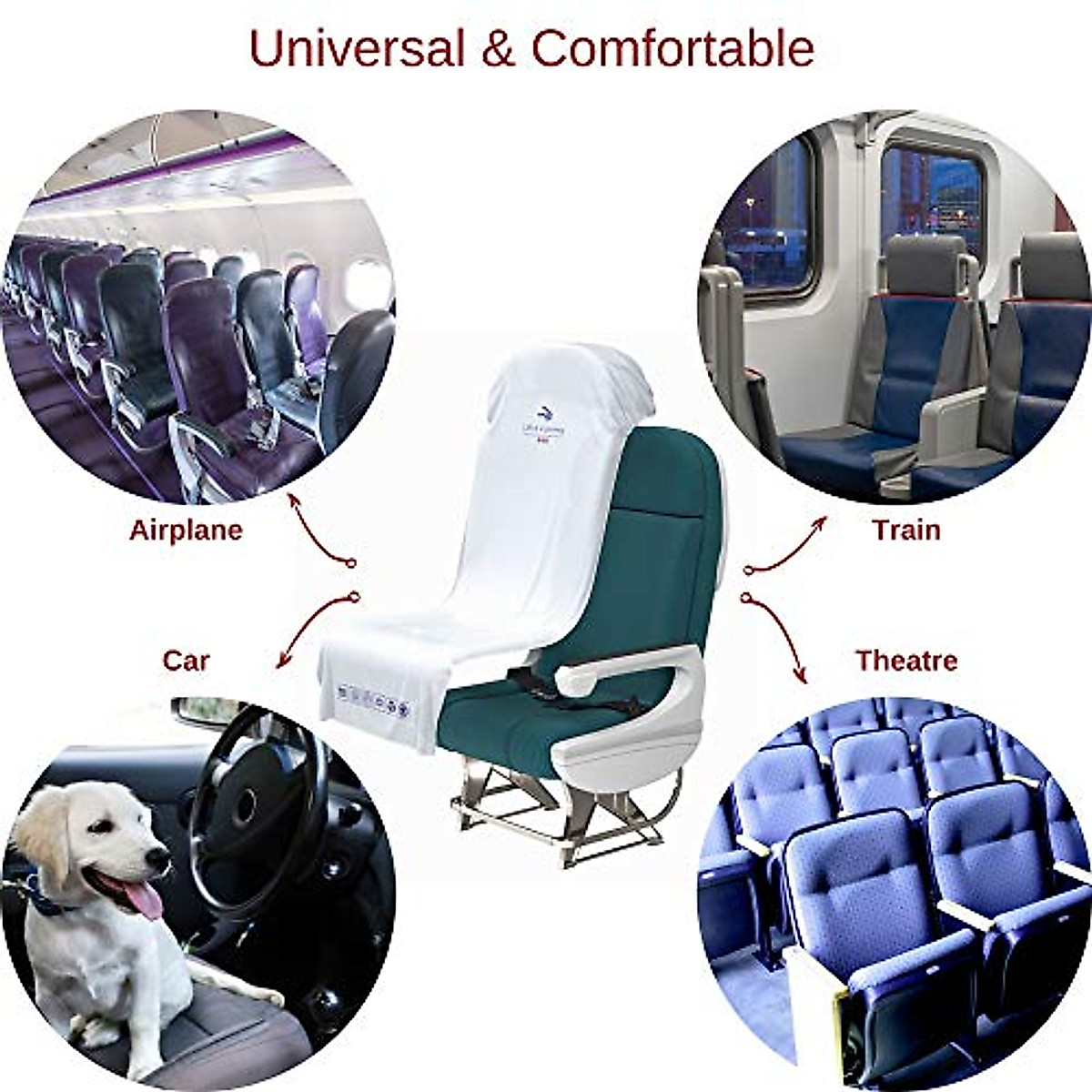 2pcs Protective Airplane Seat Covers for Travel Automotive Seat Cover Plane Protector Cars Taxi Train Public Transit Bus Disposable/Reusable Hygienic (Light, 2-Pack)