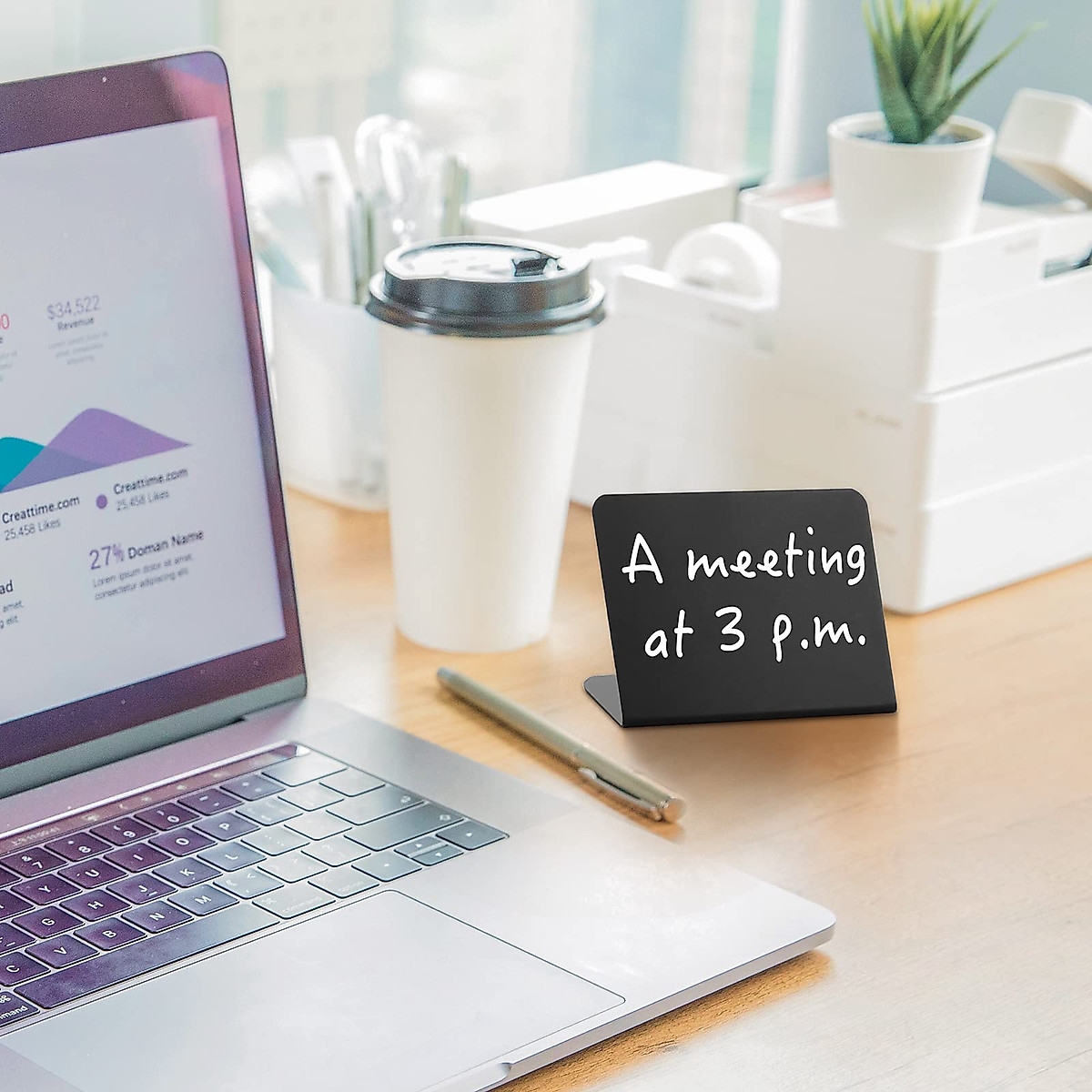 10 Pack Mini Chalkboard Signs, ALOTCHE Tabletop Chalkboard Labels L-Shaped Rustic Buffet Table Signs for Weddings, Birthday Parties, Message Board Signs, Bakery and Retail