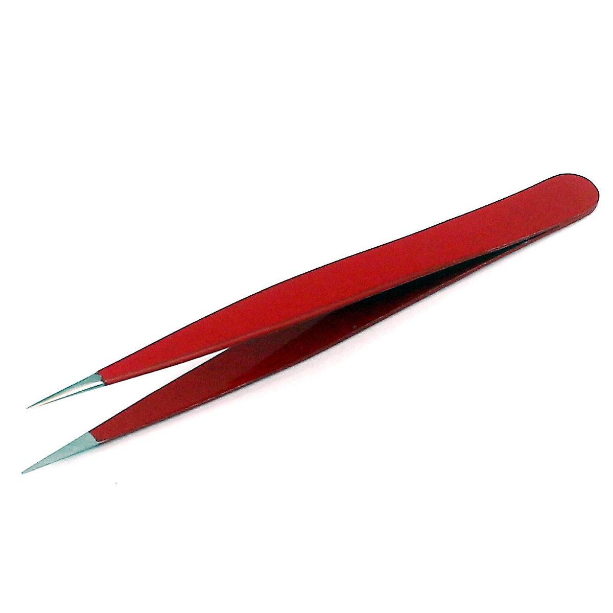DDP Tweezers #1 for Ingrown Hair - Stainless Steel Precision Sharp Tweezers for Splinters, Ticks and Glass Removal - Best for Eyebrow Hair, Facial Hair Removal - Steel Pointy (Red)