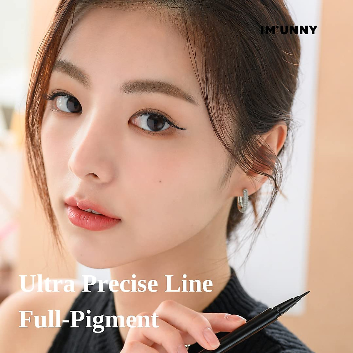 IM UNNY Skinny Fit Art Liner (A02 Deep Brown), Liquid Eyeliner with 0.01mm Micro Tip for Ultra Precise Waterproof Smudge Proof Eyeliner, Longlasting with Full Pigment formula, Korean Makeup