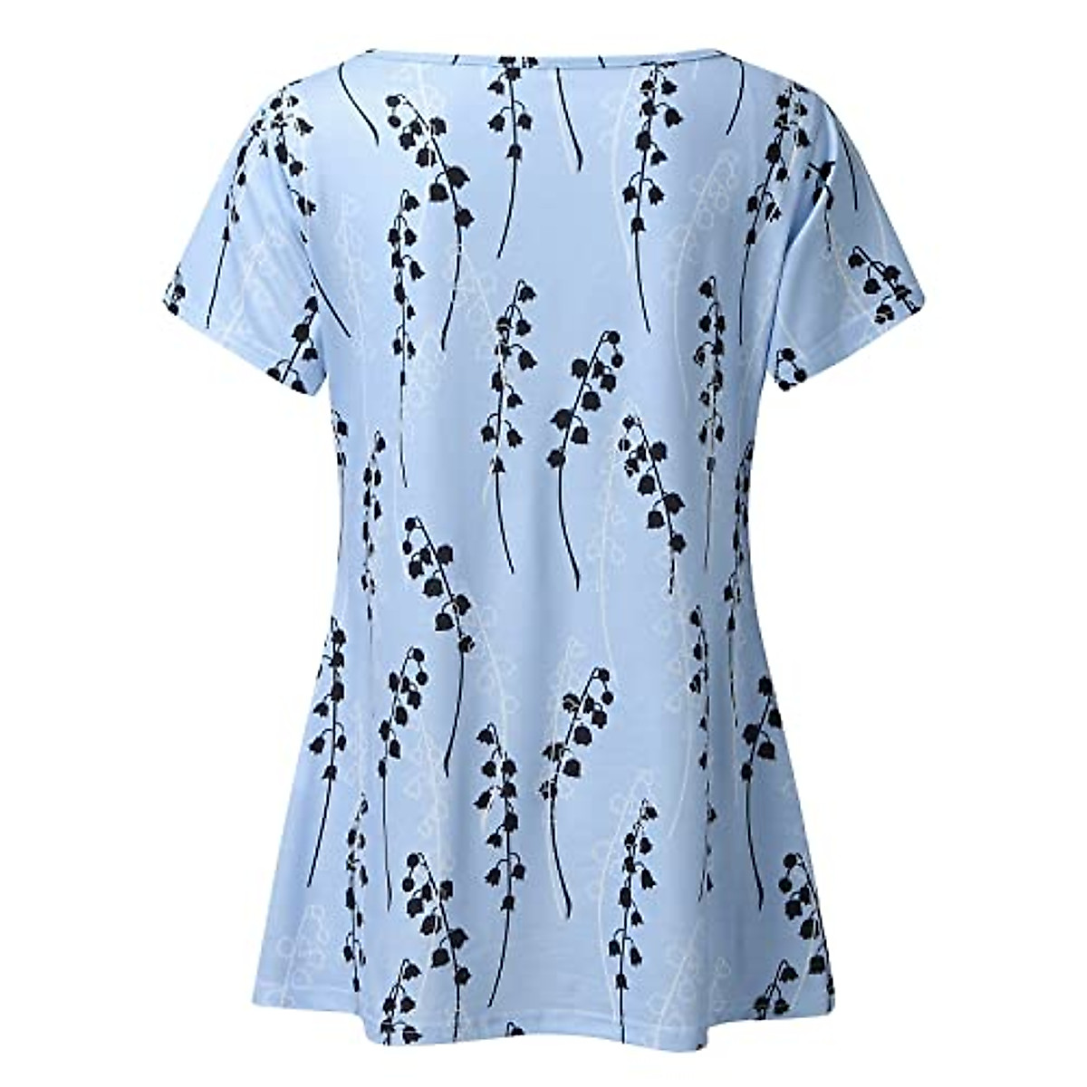 Womens 2023 Summer Fashion Tops Dressy Casual Crewneck Sweatshirt Striped Clothes Short Sleeve Loose Pullover Shirts Summer Top for Women 2023 Sky Blue