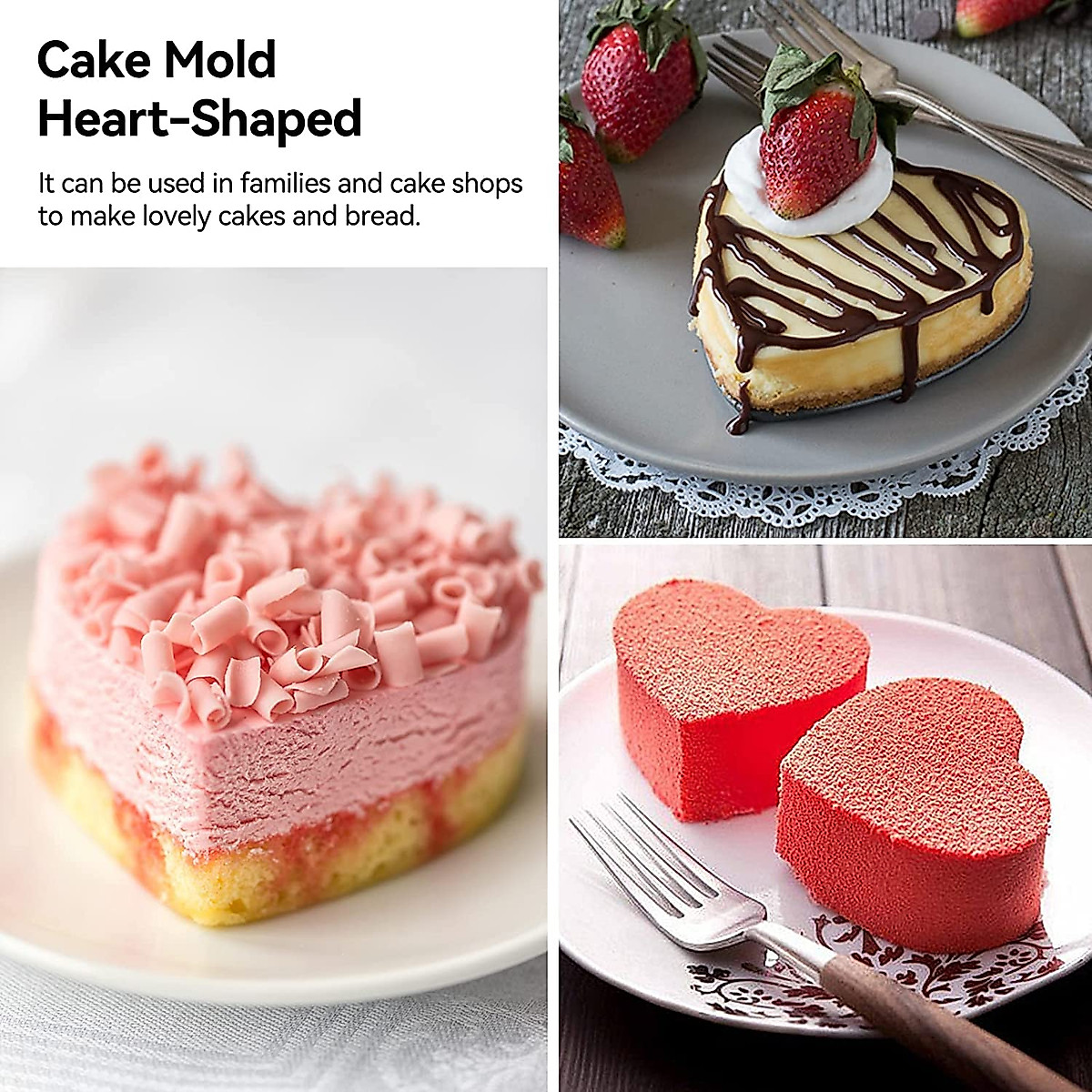 4-Inch Springform Pans Set, 4 Pack Non-Stick Cheesecake Pan, Leakproof Cake Pan, Removable Bottom Baking Pans, for Mini Cake, Pizzas and Quiches, Cheesecakes, Birthday Cake, Heart Shape