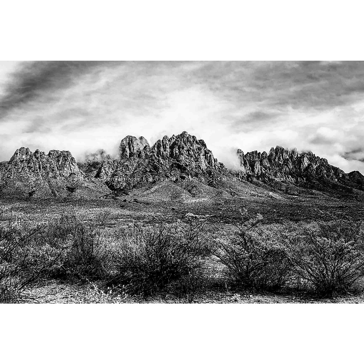 Black and White Photography Print (Not Framed) Picture of Organ Mountains near Las Cruces New Mexico Chihuahuan Desert Wall Art Southwest Decor (4" x 6")