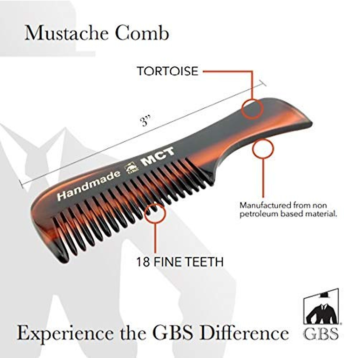 G.B.S Men’s Handmade Comb Set, Pure Synthetic Hair Brush, Dressing Comb, Pocket Comb, Mustache Comb and Military Style Hair Brush