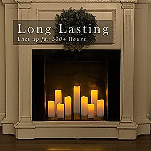 Amagic Flameless Candles Battery Operated Candles Flickering, Outdoor Waterproof LED Pillar Candles with Remote Control and Timer, D 2.2" x H 4" 5" 6", Ivory, Plastic, Set of 9