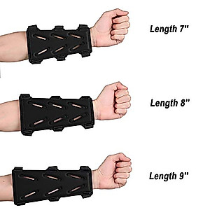 KRATARC Archery Arm Guard Adjustable 3-Strap Accessory Lightweight Hunting Target Practive Adult Unisex (Black, Length 7'')