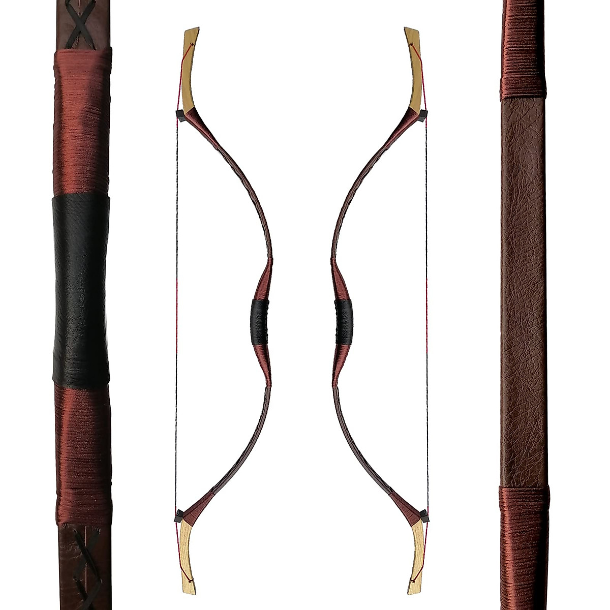 40Lbs/45Lbs/50Lbs Handmade Recurve Bow 52" Attila Mongolian Longbow Chinese for Archery Hunting Horse Riding (35Lbs)