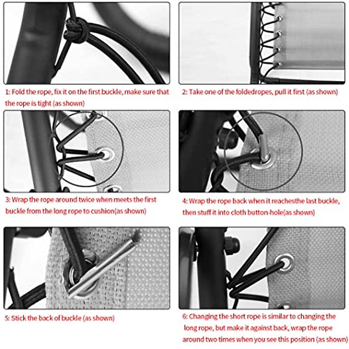 Replacement Elastic Cord Laces,Zero Gravity Chair Cords Replacement Universal Elastic Cord Repair Tool Kit for Garden Sun Recliners Lounge Chair 4PCS Black Recliners