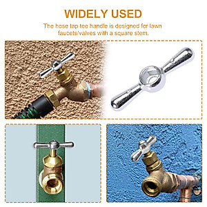 VIDABTE PP20617 Replacement Tee Handle with Square Broach in Chrome,Outdoor Faucet Handle Tee Handle,Metal Outside Faucet Hose Bibb Tee Handle,Square Broach (2 pcs)