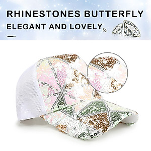 Baseball Cap Sun Hat Rhinestone Sequin Cap Diamond Bling Hat Cute Cool Summer Hats Fashionable Trucker Hats for Women Men