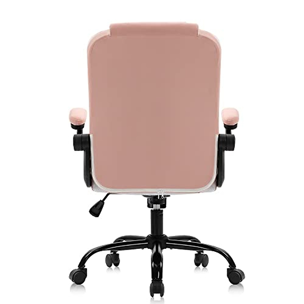 LUKEO Office Chairs Pink Desk Chair with Arms PU Leather Computer Chair for