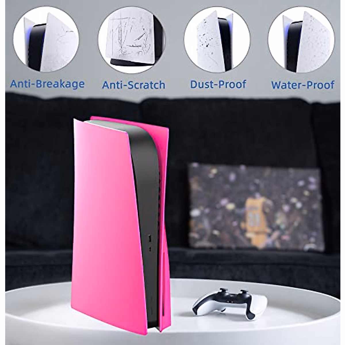 Face Plates Cover Skins Shell Panels for PS5 Disc Edition Console, Playstation 5 Accessories Faceplate Protective Shell Replacement Plate Dustproof Anti-Scratch (Nova Pink)