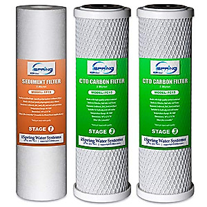iSpring F3CTO 10-inch Universal Replacement Set Cartridges for Reverse Osmosis and 3-Stage Water Filtration Systems Sediment, 2 x Carbon Block Filters, 1 Count (Pack of 1), White