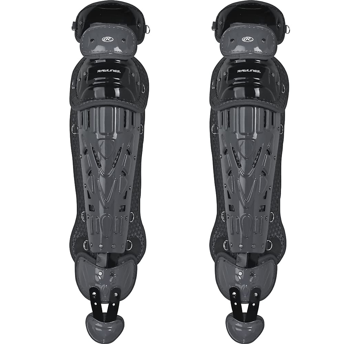 Rawlings | VELO Catcher's Leg Gaurds | Baseball | Intermediate 15.5" | Black/Graphite