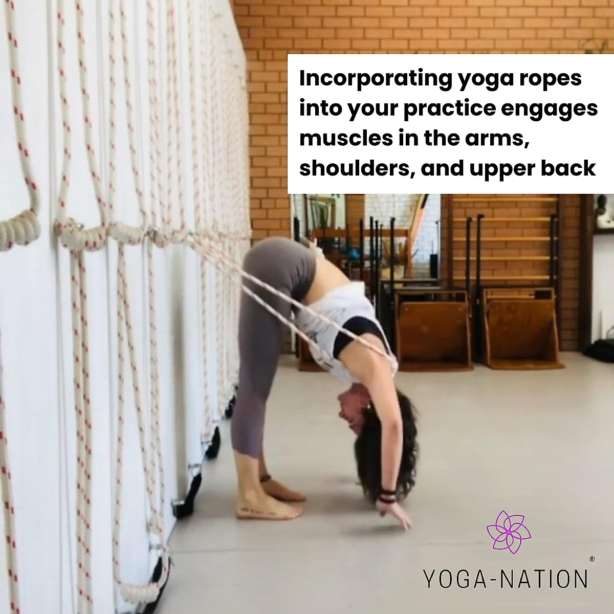 YOGA-NATION Iyengar yoga wall ropes(2 long & 2 small ropes)