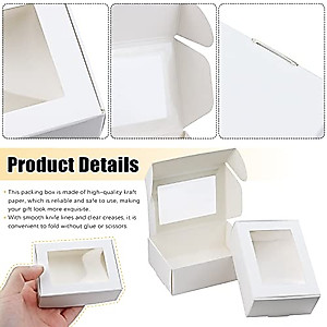 BadenBach 50 Pack Small Rectangle Kraft Paper Boxes with Clear Windows,3.33" x 2.35" x 1.18",Mini Soap Present Treat Gift Box for Bakery Candy,Chocolate Packaging Jewelry Display Wedding Party Favor (White)