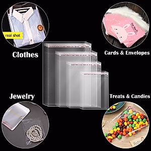 11” x 14” Large Resealable Cellophane Bags 500 pcs Self Sealing Clear Bags for Packaging Products Self-adhesive Clear Plastic Bags for Clothes, T-shirts, Pants and Gifts, Small Business Shipping Bags