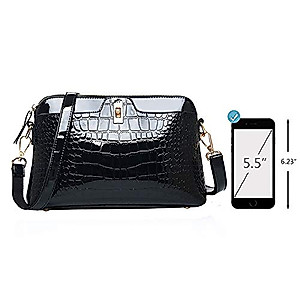 Goclothod Handbag Women Alligator Shoulder Bag Patent Leather Tote Purse