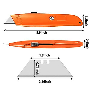 DIYSELF 2Pack Utility Knife Box Cutter Retractable and 100Pack Box Cutter Blades