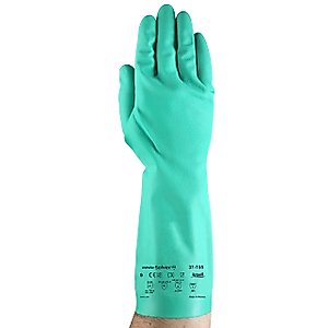 Alphatec Solvex 37-155 Nitrile Industrial Unflocked Chemical-Resistant Gloves for Food, Mechanics, Utilities - XL, Green (12 Pairs)