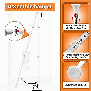 YeYeBest Clothes Rack, 2 Tier Closet Organizers And Storage Free Standing Closet Ceiling Link Floor Hanger for Hanging Clothes Adjustable Floor to Ceiling for Bedroom Laundry Room
