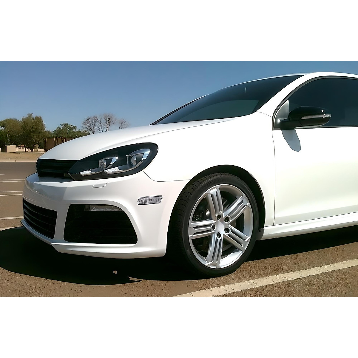 iJDMTOY Clear Lens Front Bumper Side Marker Light Housing Replacements Compatible with Volkswagen 2006-2009 MK5 Golf/GTI Rabbit, 2005-2010 Jetta, 2008 R32, Replace OEM Amber Sidemarker Lamps