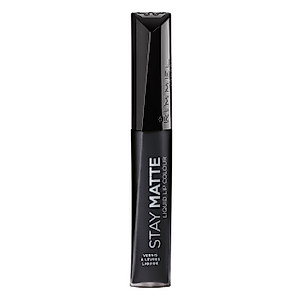 Rimmel London Stay Matte Liquid Lip Color with Full Coverage Kiss-Proof Waterproof Matte Lipstick Formula that Lasts 12 Hours - 840 Pitch Black, .21oz