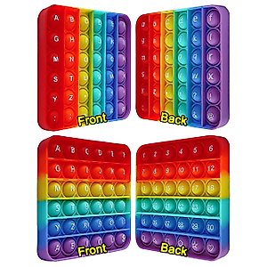 Alphabet Pop Fidget Toy Letters ABC Numbers Learning and Educational Toys Square Sensory Toys Popper Games Gifts for Kids ADHD Autism 2 Packs Double Side(Alphabet Numbers and Uppercase Lowercase)