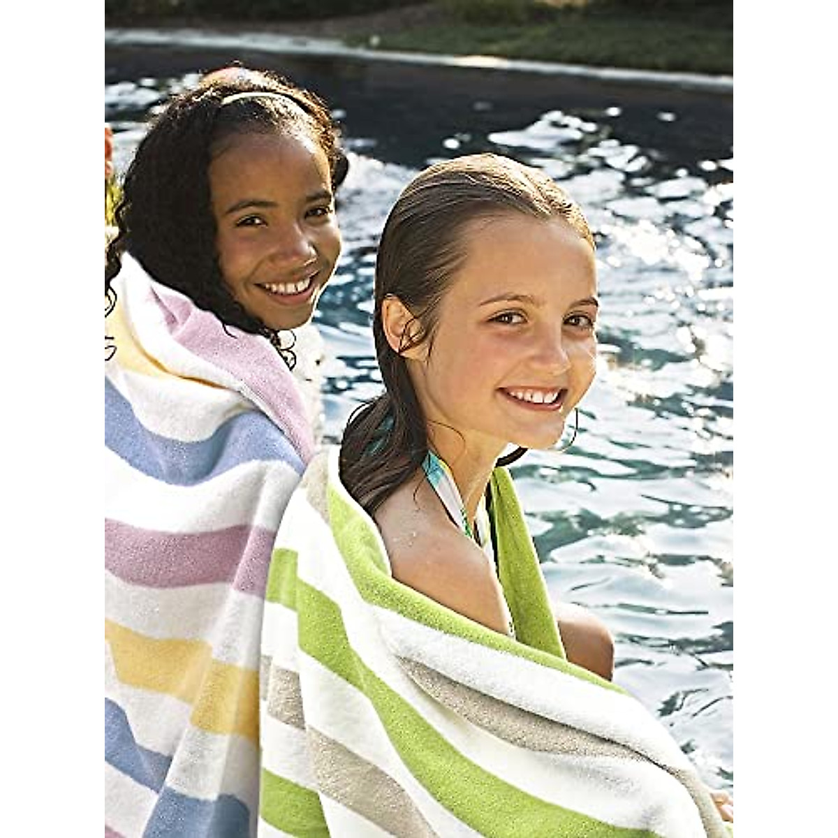 Jacquotha Striped Shower Towels 2 Pack, Super Absorbent Quick Dry Bathroom Towels for Daily Use, Large Bath Towels Set for Men Women, 55 x 27.5 Inches
