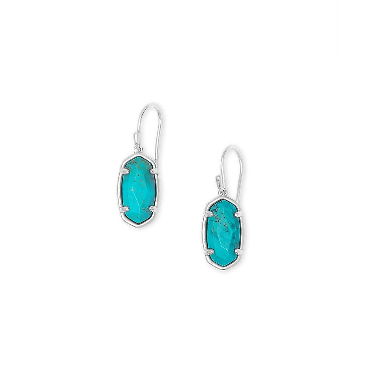 Kendra Scott Lee Drop Earrings in Sterling Silver, Genuine Turquoise Gem, Fine Jewelry for Women