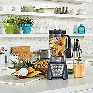 Oster Pro 1200 Blender with Professional Tritan Jar and Food Processor attachment, Metallic Grey