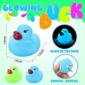 Hiboom 120 Pcs Glow in The Dark Rubber Ducks Squeaky Luminous Light up Rubber Ducks Fluorescent Floating Bath Mini Glow Toys Light up Duck for Boys Girls Adults Birthday Party Favors, Blue, Green