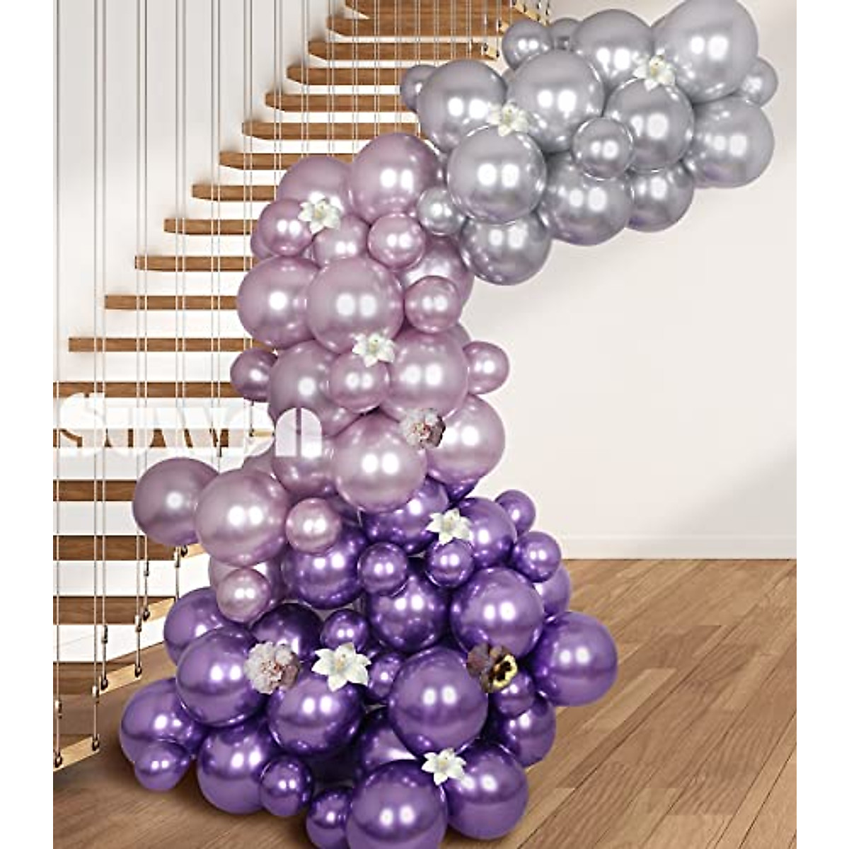 SUWEN Purple Metallic Balloons Kit 67PCS 10 Inch 5 Inch Different Sizes Latex Helium Shiny Chrome Dark Purple Balloons for Birthday Graduation Anniversary Party Decorations