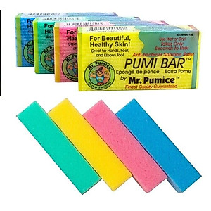 Mr. Pumice Callus Remover PUMI Bar: Pedicure Stone & Foot/Heel Scrubber - Medium Grit (Assorted Colors) 4 Pack