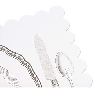 Paper Placemats for Table, White Mats with Scalloped Edge (14 x 10 in, 100 Pack)