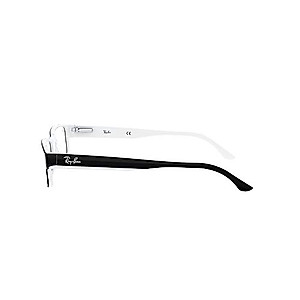 Ray-Ban RX5114 Rectangular Prescription Eyeglass Frames, Black On White/Demo Lens, 52 mm