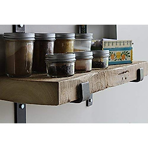 Reclaimed Wood Accent Shelves Rustic Industrial - Amish Handcrafted in Lancaster County, PA - Set of Two | 24 Inches, (Genuine Salvaged/Reclaimed with Raw Metal Brackets) (Natural 24" x 7" x 2")