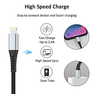 6 inch Short iPhone Charging Cable, 3Pack 0.5ft USB to Lightning Cable Braided iPhone Charger Short Cord Fast Charging for Apple iPhone 14 13 12 11 Pro Max Mini 10 8 7 Plus XR XS MAX SE, AirPods