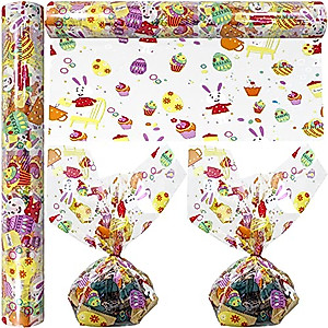 AnapoliZ Easter Eggs Cellophane Wrap Roll | 100’ Ft. Long X 16” In. Wide | 2.3 Mil Thick, Crystal Clear Design | Easter Bunny Cello Wrapping Paper, Treats, Baskets, Gifts |