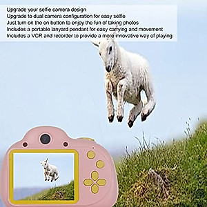 Kids Selfie Camera, 8MP 1080P 2.4in Screen 32G Micro Storage Card 1020mAh Large Battery Digital Toy Camera, Auto Power Off Drops Shockproof Autofocus for 3-12 Year Old Kid(Pink)