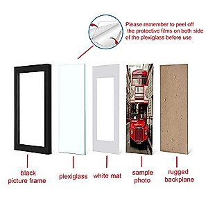 HEGATY Black 11x14 Picture Frame Set of 3, Display Pictures 8x10 with Mat or 11x14 Without Mat for Wall Mounting Display