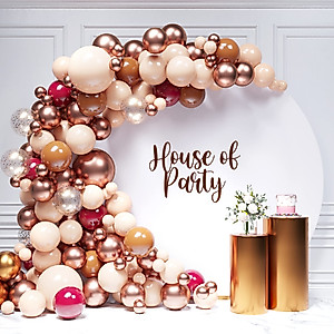 HOUSE OF PARTY Burgundy Balloon Garland Kit - 158 Pcs Metallic Rose Gold, Pink, Burgundy and Gold Balloons Arch Kit for Graduation Birthday Decorations and Christmas decor